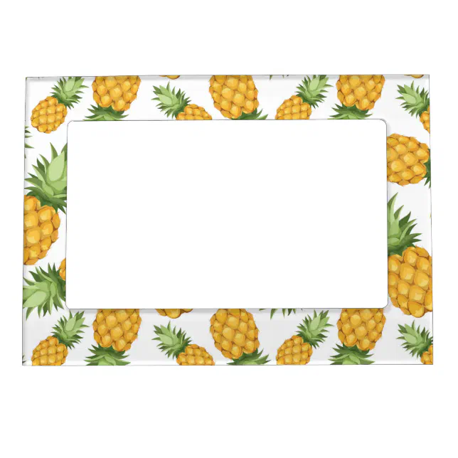 Cartoon Pineapple Pattern Magnetic Picture Frame | Zazzle