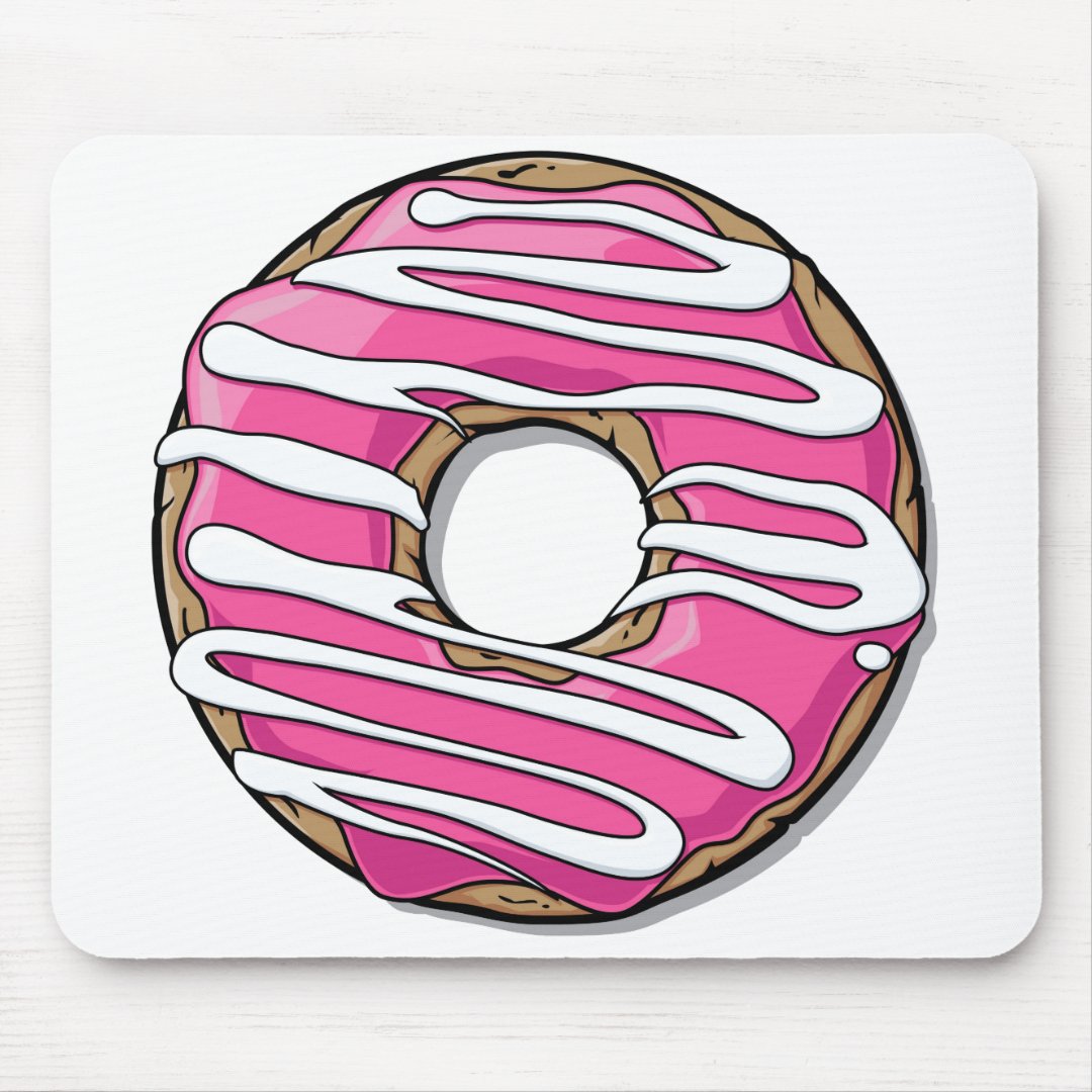 Cartoon Pink Donut with Icing Mouse Pad | Zazzle
