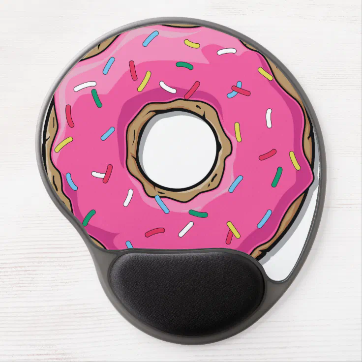Cartoon Pink Donut With Sprinkles Gel Mouse Pad | Zazzle