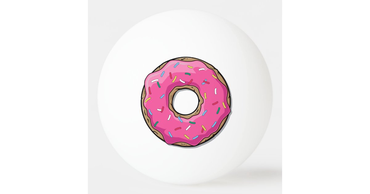 Cartoon Pink Donut With Sprinkles Ping-Pong Ball | Zazzle