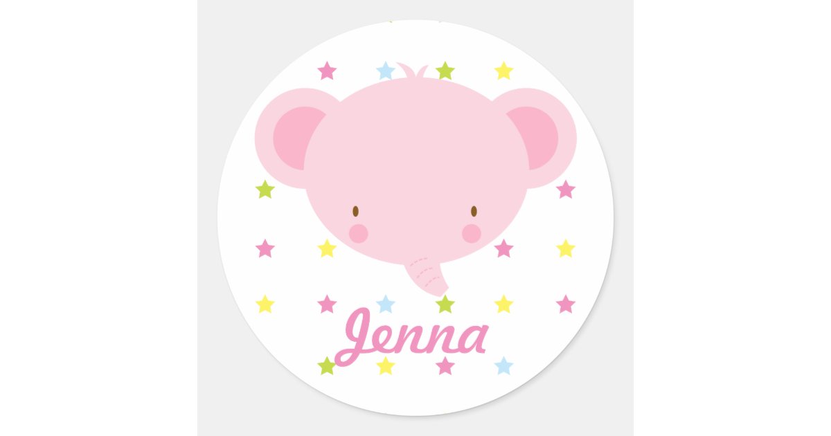 Cartoon Pink Elephant Stickers | Zazzle