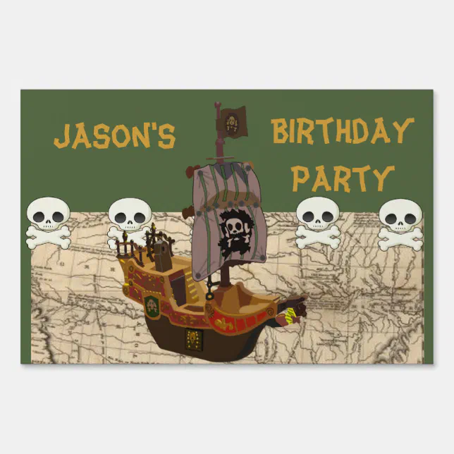 Cartoon Pirate Ship Personalize Sign | Zazzle