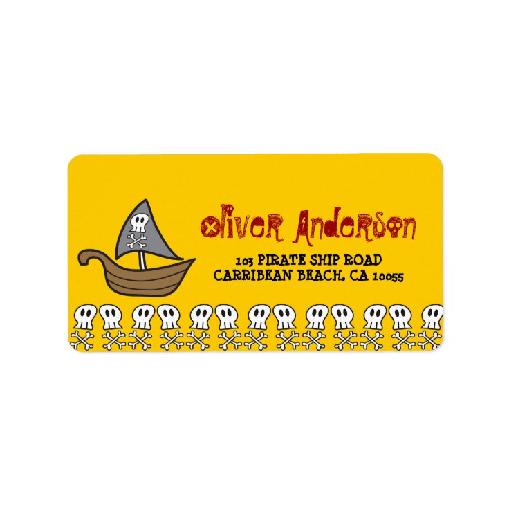 Cartoon Pirate Ship, Skulls & Bones Address Labels | Zazzle
