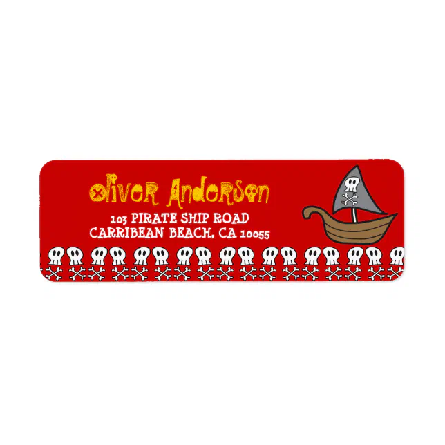 Cartoon Pirate Ship, Skulls & Bones Address Labels | Zazzle