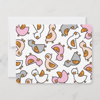 Cartoon Playful Pink Ducks Ducklings Baby Girl Thank You Card | Zazzle