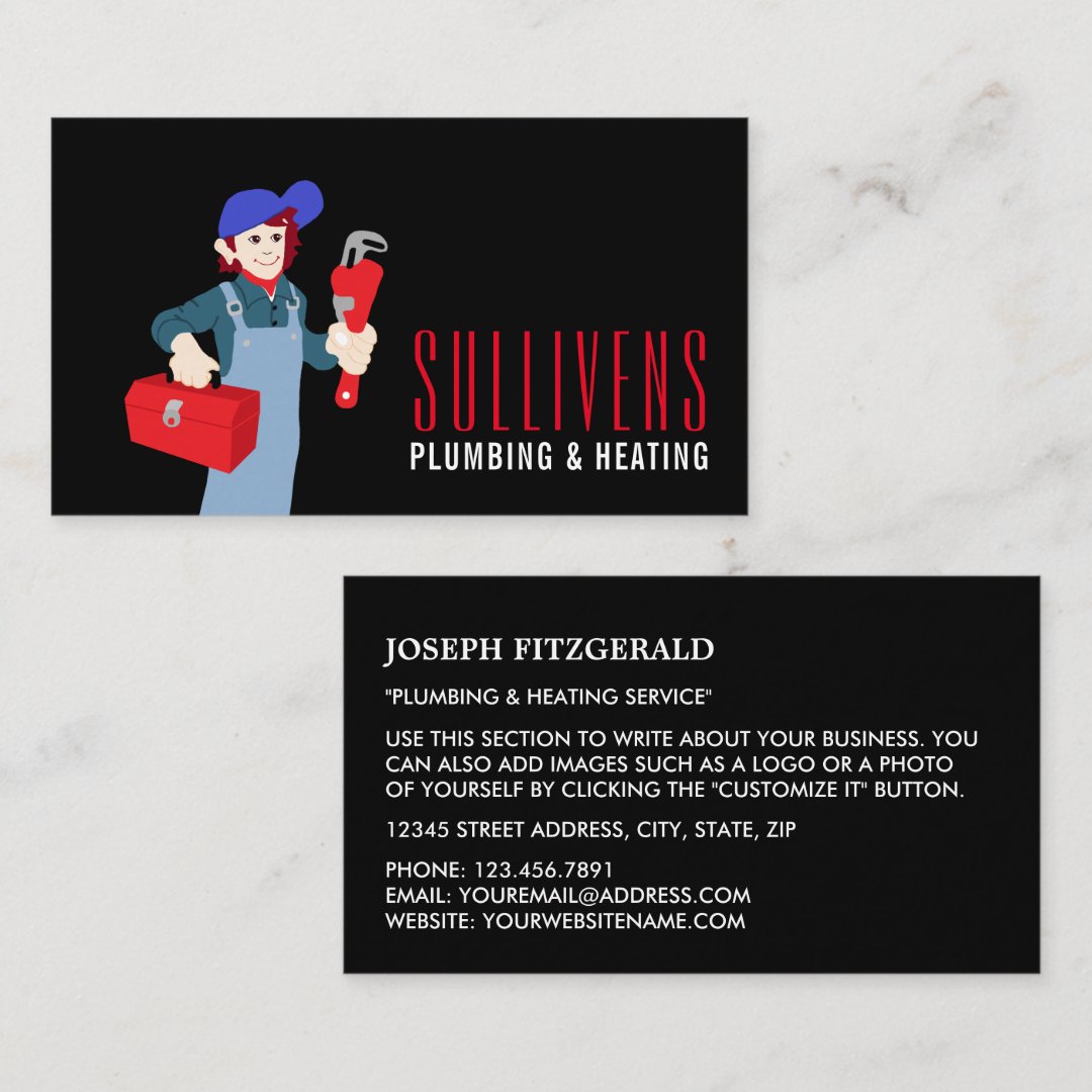 Cartoon Plumber, Plumber, Plumbing Business Card | Zazzle