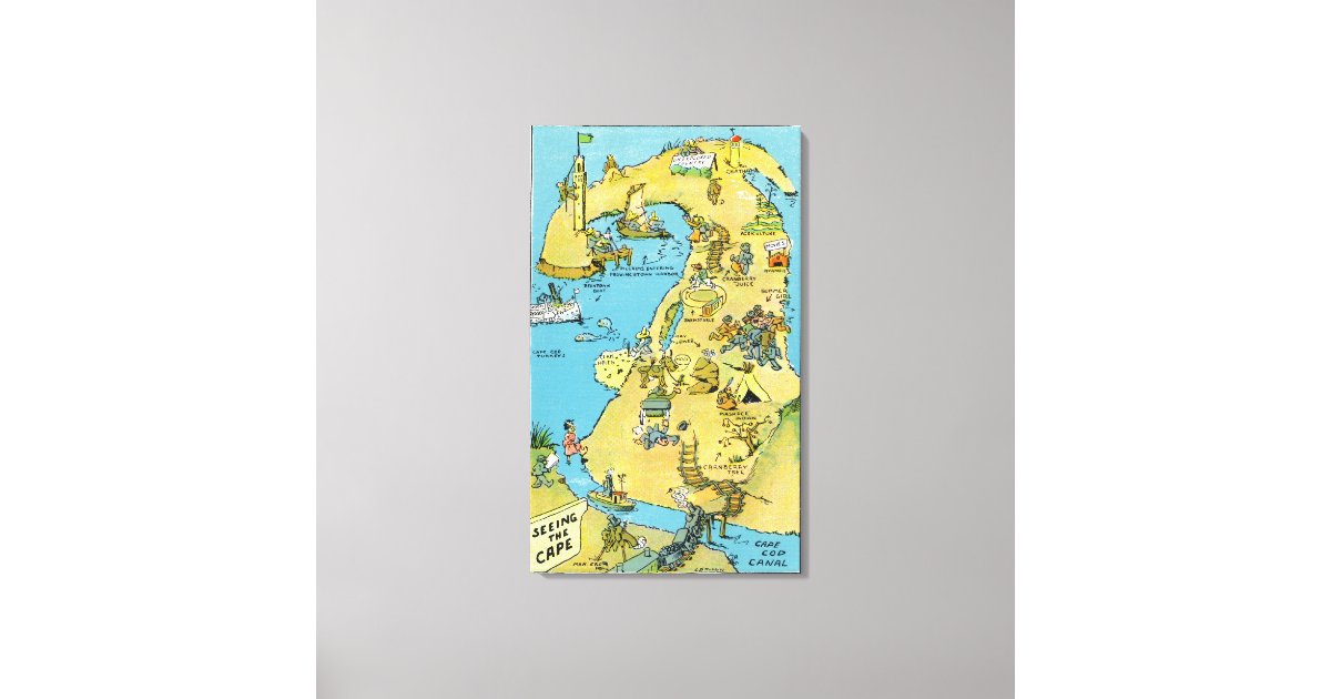 Cartoon Points of Interest on Cape Cod Canvas Print | Zazzle
