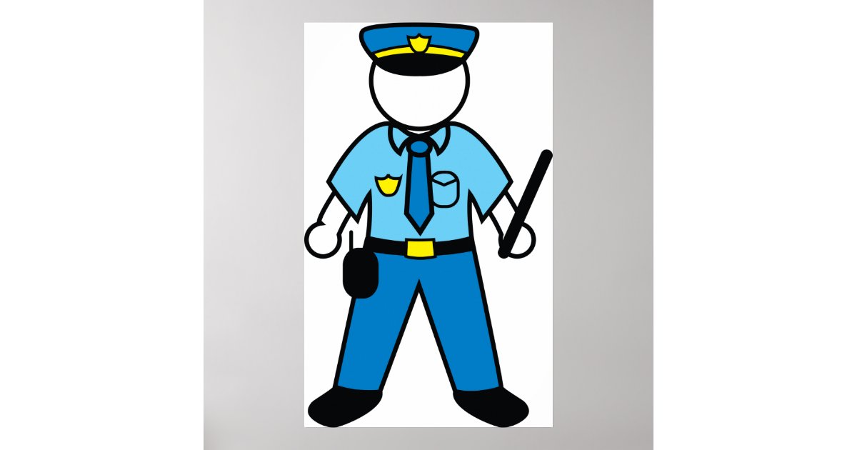 Cartoon Police Officer Fun Law Enforcement Poster | Zazzle