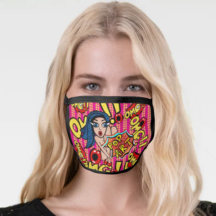 Cartoon PopArt Origanal Comic Style Retro Face Mask | Zazzle