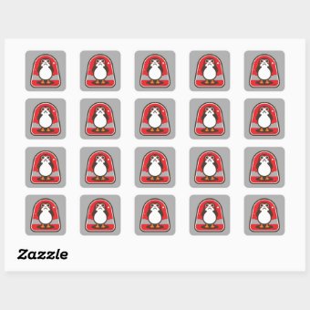 Cartoon Porg Badge Square Sticker | Zazzle