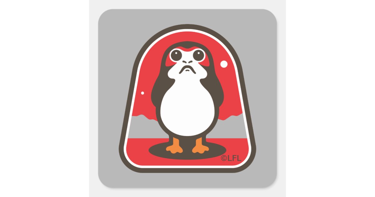 Cartoon Porg Badge Square Sticker | Zazzle
