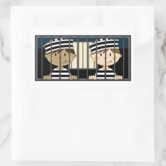 Cartoon Prisoners in Jail Cell Rectangular Sticker | Zazzle