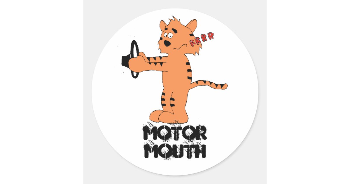 Cartoon Purring Tiger Classic Round Sticker | Zazzle