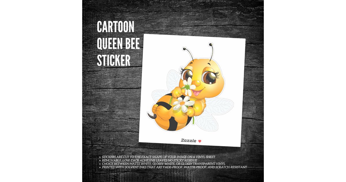 Cartoon Queen Bee Sticker | Zazzle