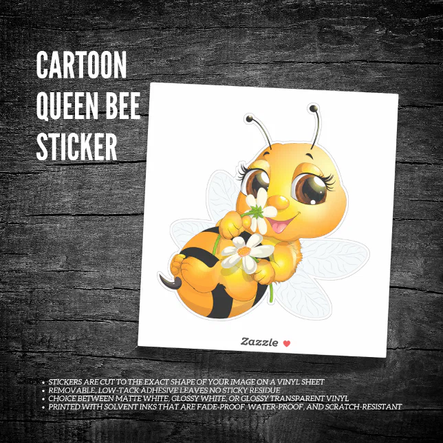 Cartoon Queen Bee Sticker | Zazzle