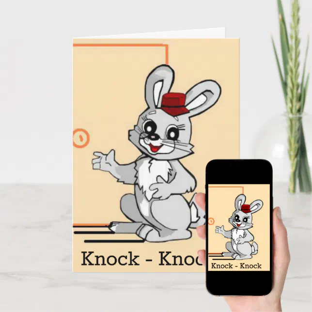 Cartoon Rabbit Knock-Knock Joke Feeling Better Car Card | Zazzle