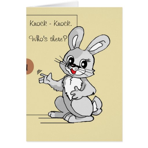 Cartoon Rabbit Knock-Knock Joke Greeting Card | Zazzle