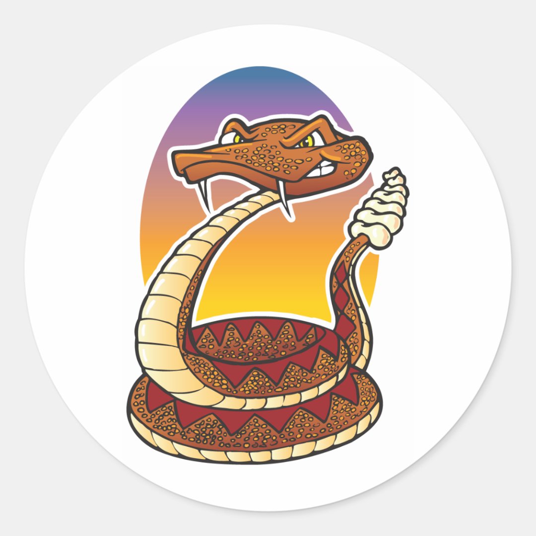 Cartoon Rattlesnake Classic Round Sticker | Zazzle