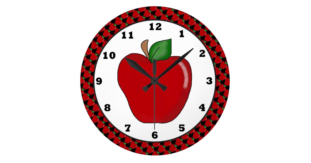 Cartoon red apple wall clock | Zazzle.com