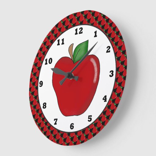Cartoon red apple wall clock | Zazzle