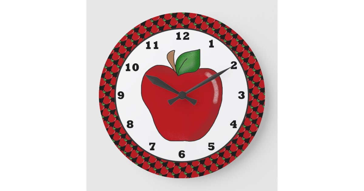 Cartoon red apple wall clock | Zazzle