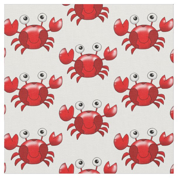 Happy Crabs Pattern Fabric | Zazzle