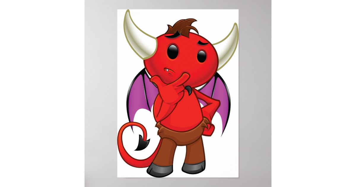 Cartoon Red Devil Poster | Zazzle