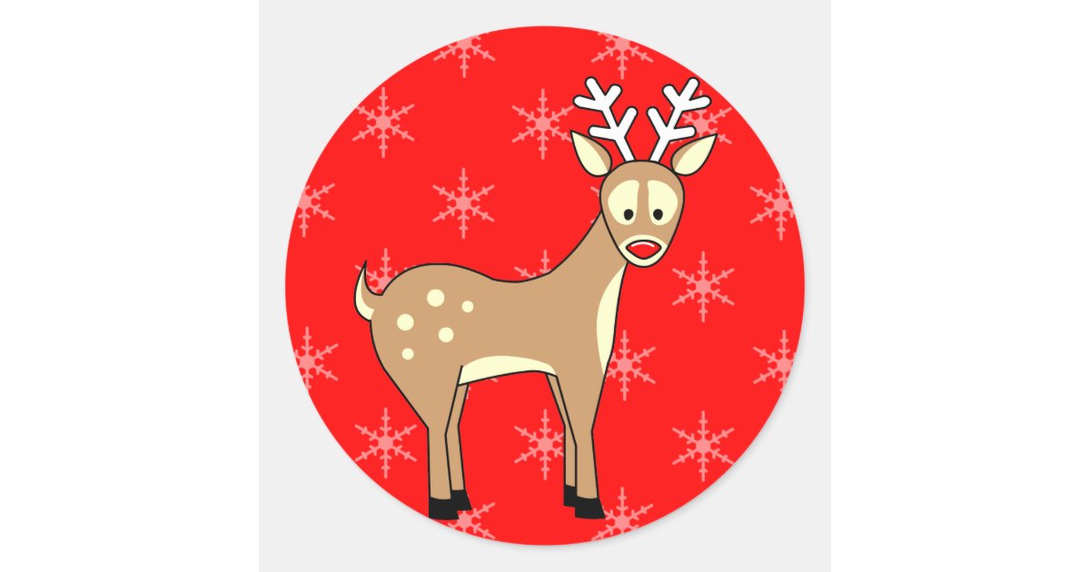 Cartoon Reindeer Holiday Stickers | Zazzle