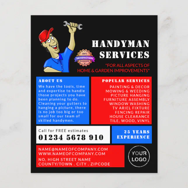 Cartoon Repairman, Handyman Advertising Flyer | Zazzle