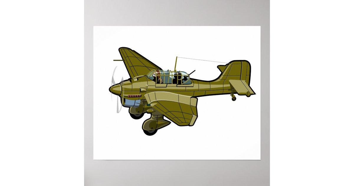 Cartoon retro bomber poster | Zazzle