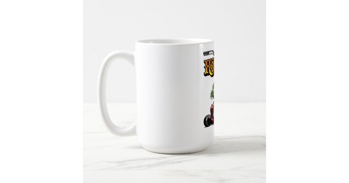 Cartoon retro hot rod coffee mug | Zazzle