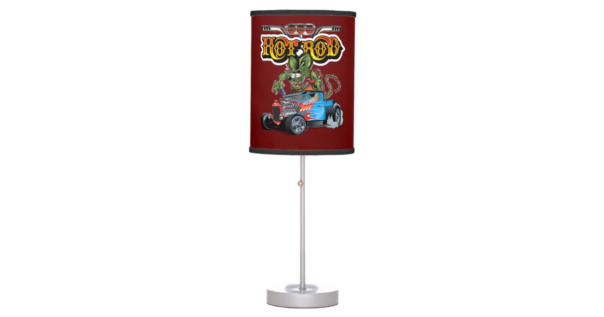 Cartoon retro hot rod table lamp | Zazzle