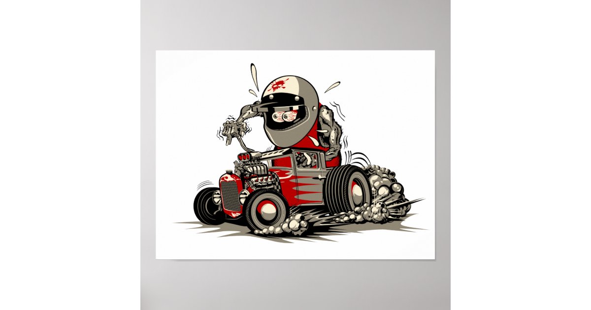 Cartoon retro rat rod poster | Zazzle