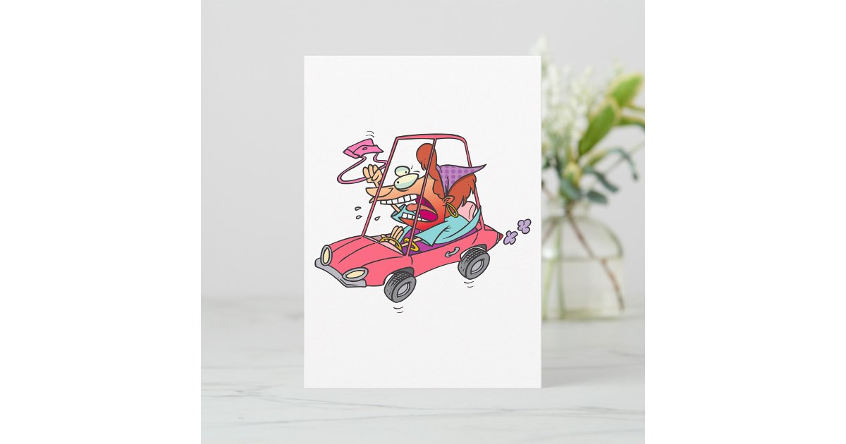 Cartoon Road Rage Woman Invitation | Zazzle