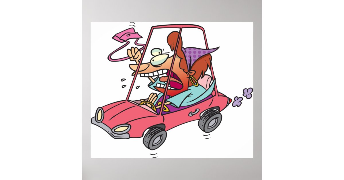 Cartoon Road Rage Woman Poster | Zazzle
