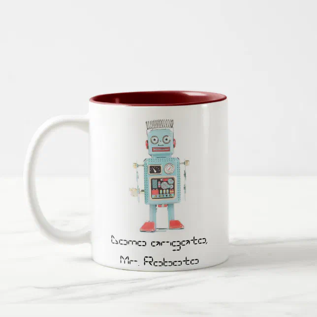 cartoon-robot, Domo arigato, Mr. Roboto Two-Tone Coffee Mug | Zazzle