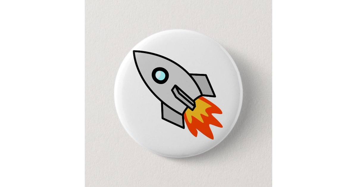 Cartoon Rocket Ship Button | Zazzle