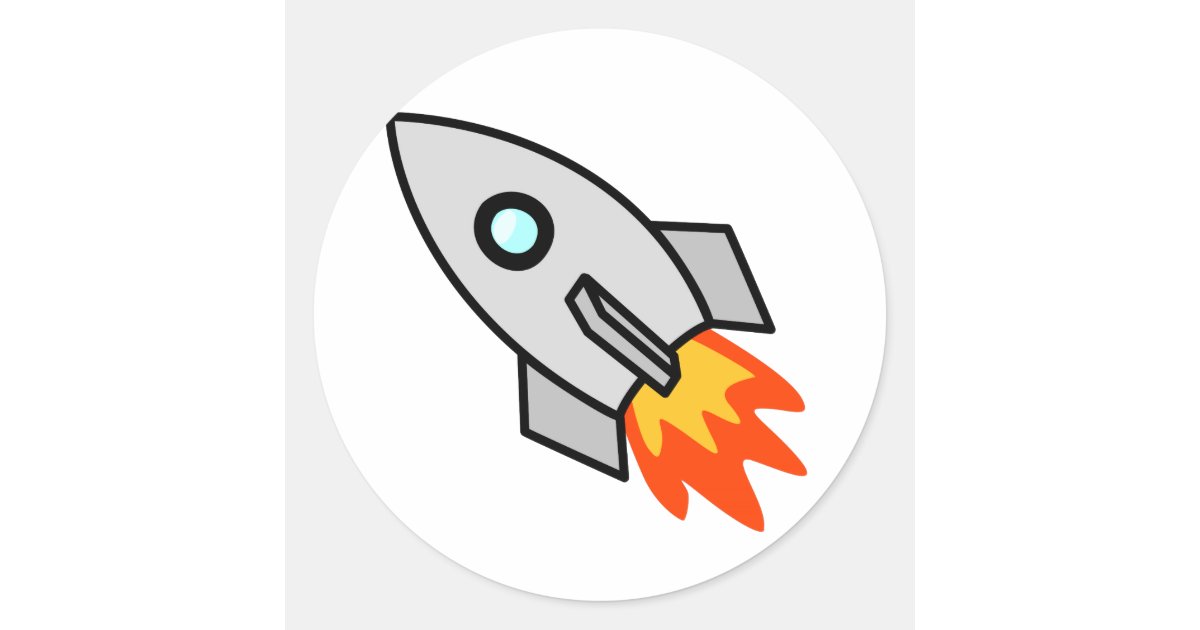 Cartoon Rocket Ship Classic Round Sticker | Zazzle.com
