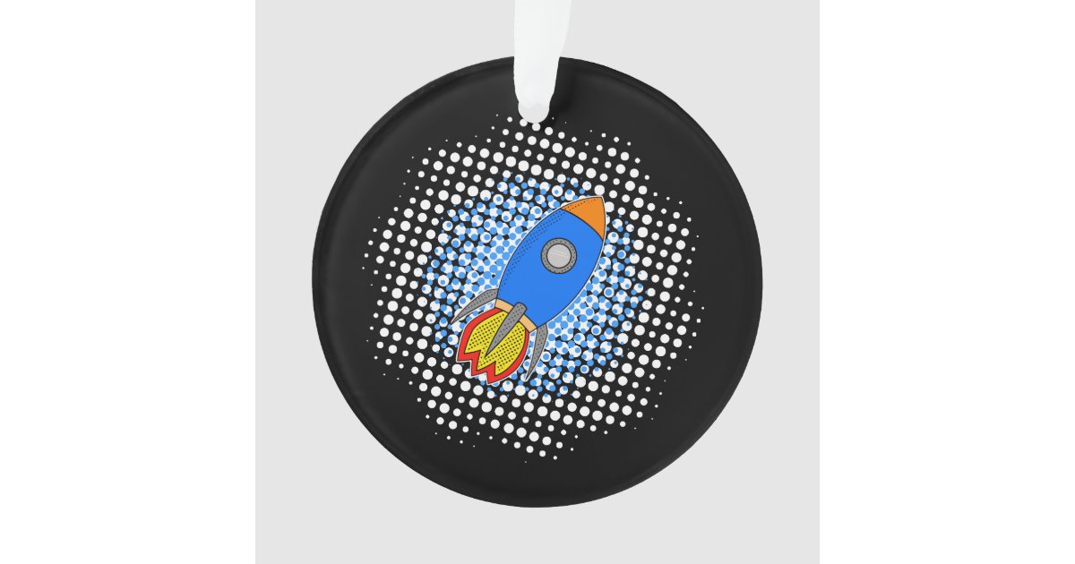 Cartoon Rocket With Halftones Galaxy Ornament | Zazzle