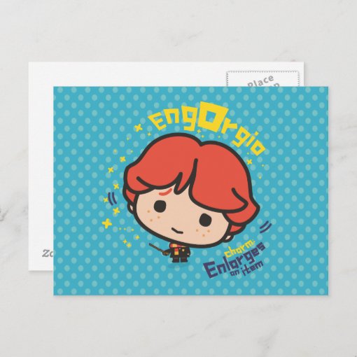 Cartoon Ron Weasley Engorgio Spell Postcard | Zazzle