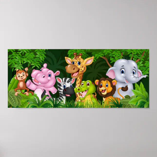 Cartoon safari poster | Zazzle