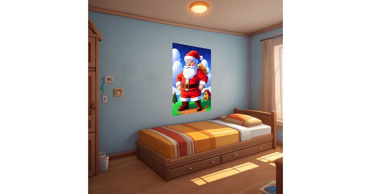 Cartoon Santa Claus | AI Art Poster | Zazzle