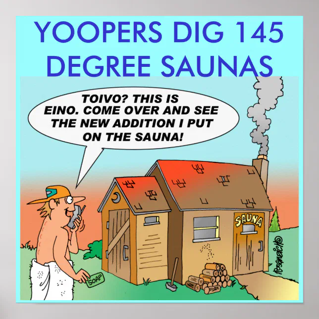 CARTOON SAUNA POSTER features Toivo & Eino | Zazzle