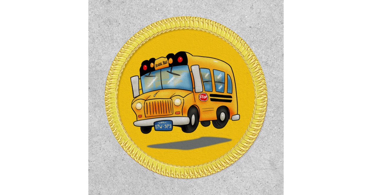 Cartoon School Bus Patch | Zazzle