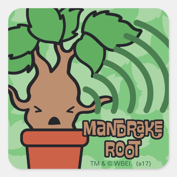 Cartoon Screaming Mandrake Character Art Square Sticker | Zazzle