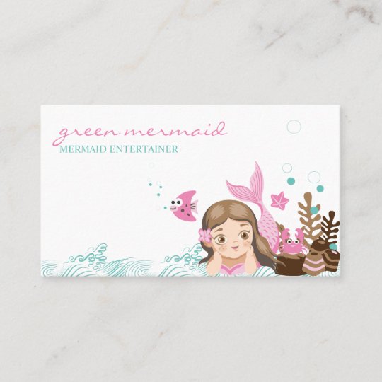Cartoon Sea Pink Mermaid Business Card | Zazzle.com