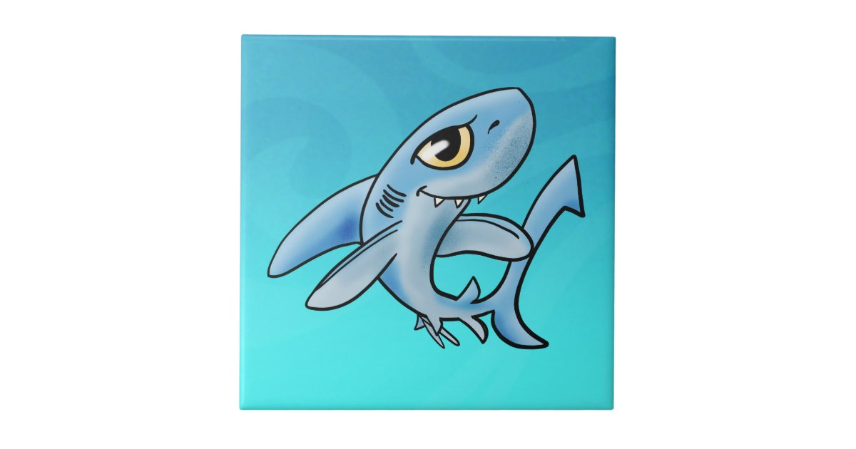 Cartoon Shark Ceramic Tile | Zazzle
