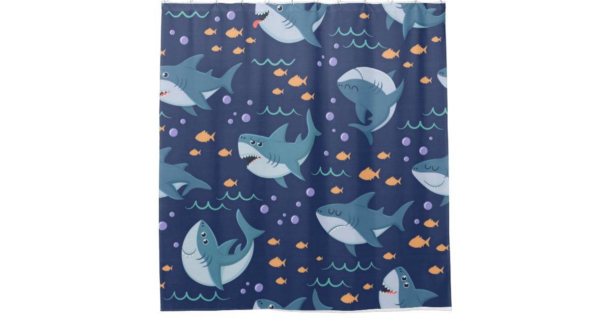 Cartoon Sharks Shower Curtain | Zazzle