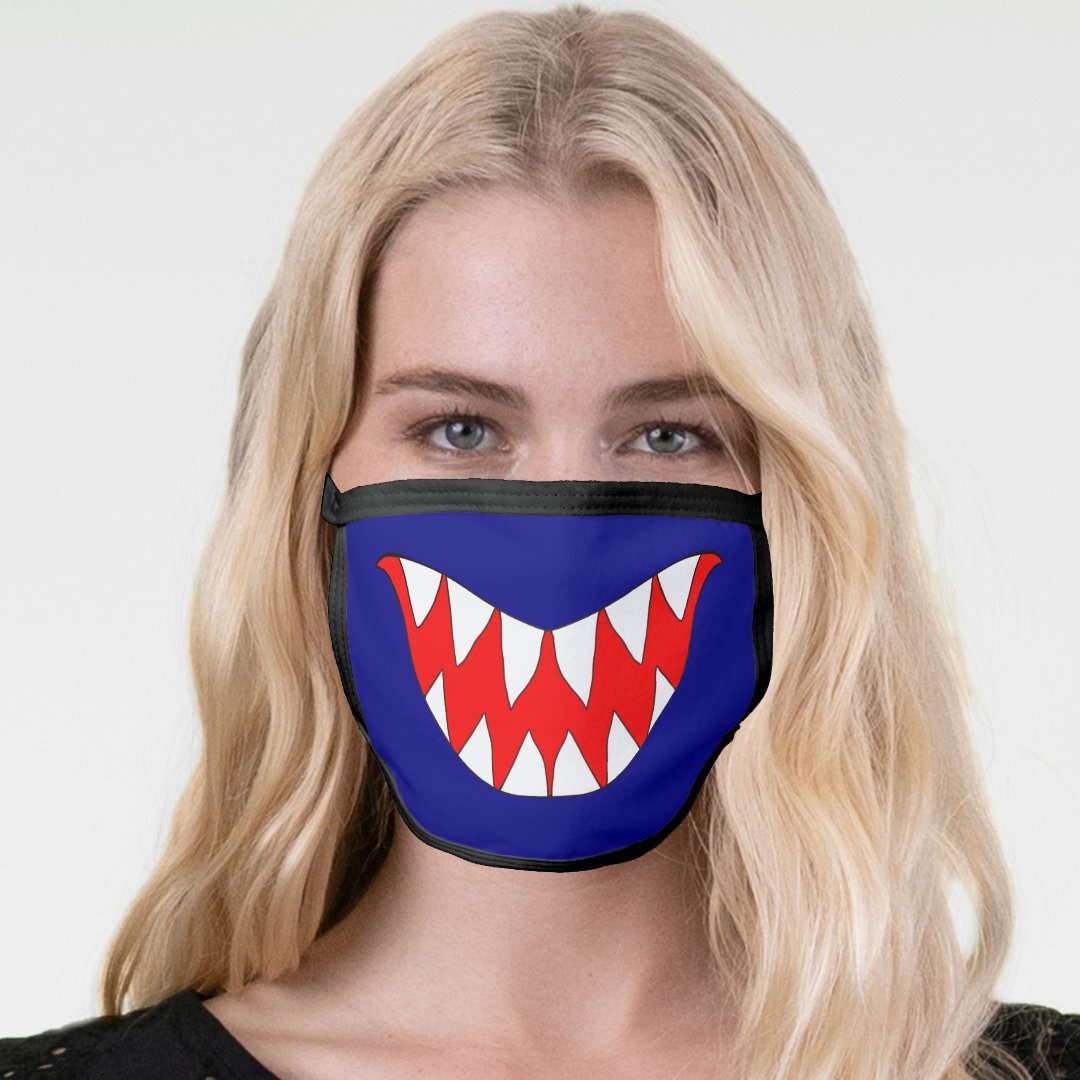 Cartoon Sharp Shark white teeth Face Mask | Zazzle