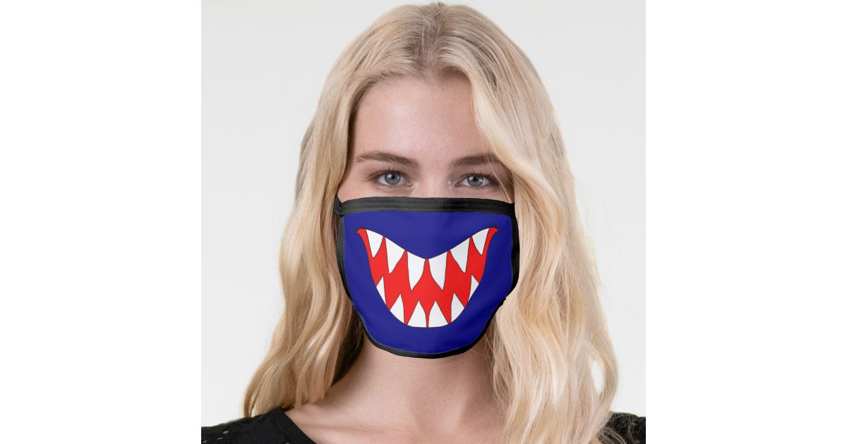 Cartoon Sharp Shark white teeth Face Mask | Zazzle